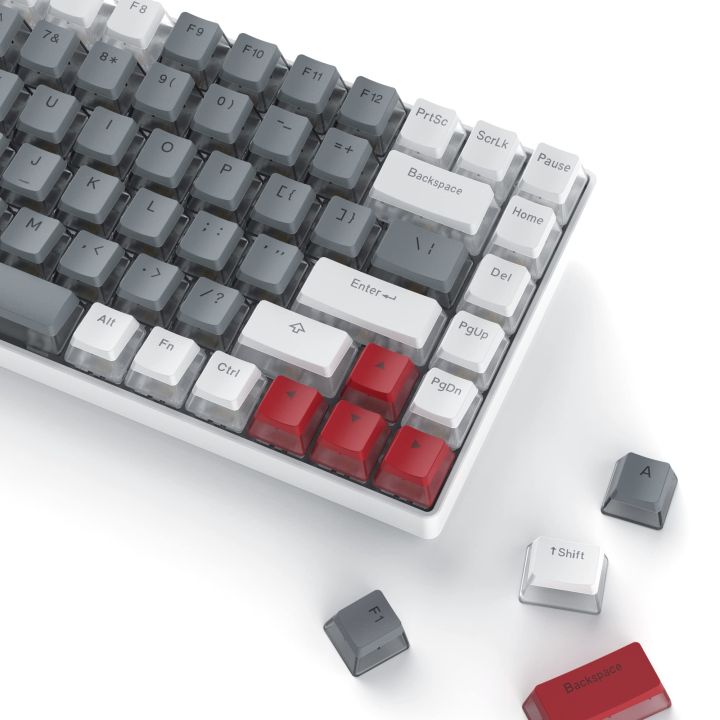 WOMIER 165 Key Grey/Red Pudding PBT Double Shot Shine Through Keycaps ...