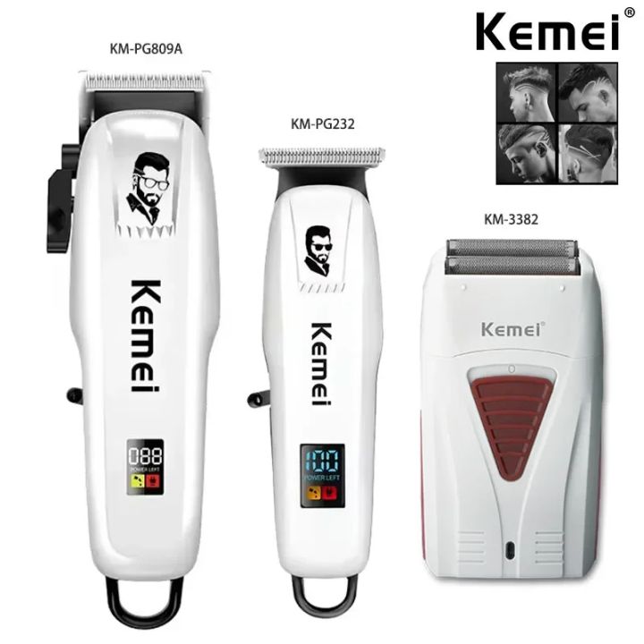 Kemei KM-PG809A KM-PG232 LCD USB Charging Hair Clipper Adjustable ...