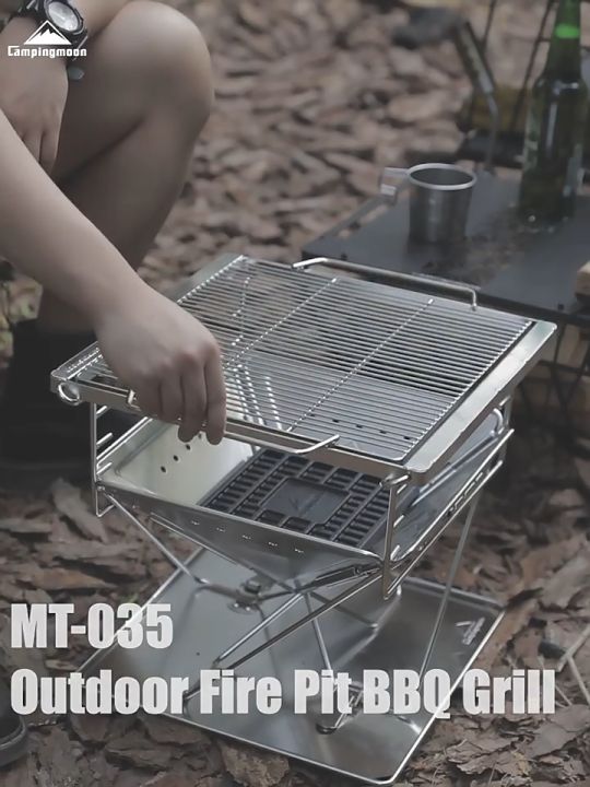 CAMPINGMOON X-TWO Portable Multi-Function Camping Charcoal Barbecue Grill Foldable Outdoor Pure ...