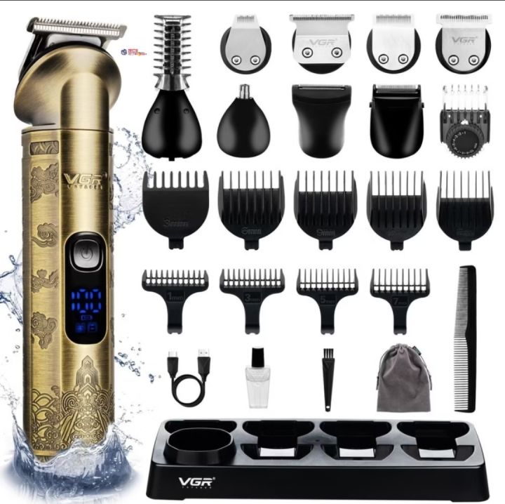 VGR V-110 8 in 1 Waterproof Beard Trimmer for Men Rechargeable Cordless ...