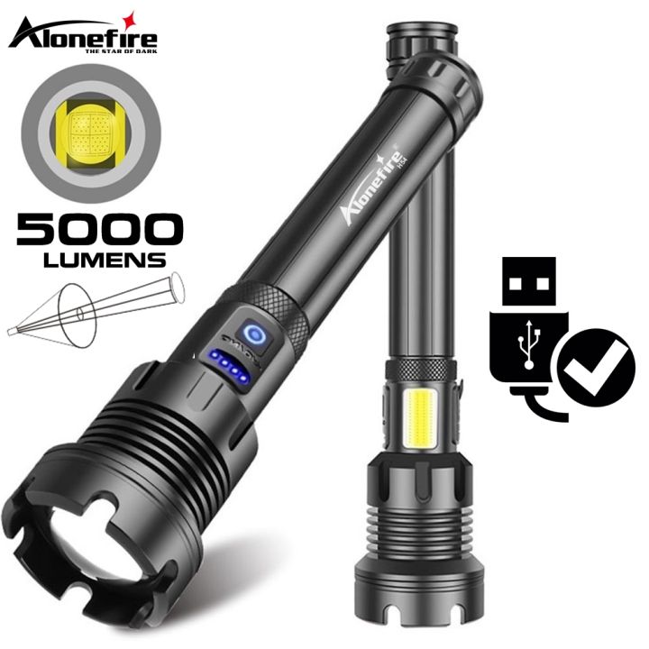 5000Lumens XHP90 LED Zoom High Power Flashlight USB Rechargeable ...