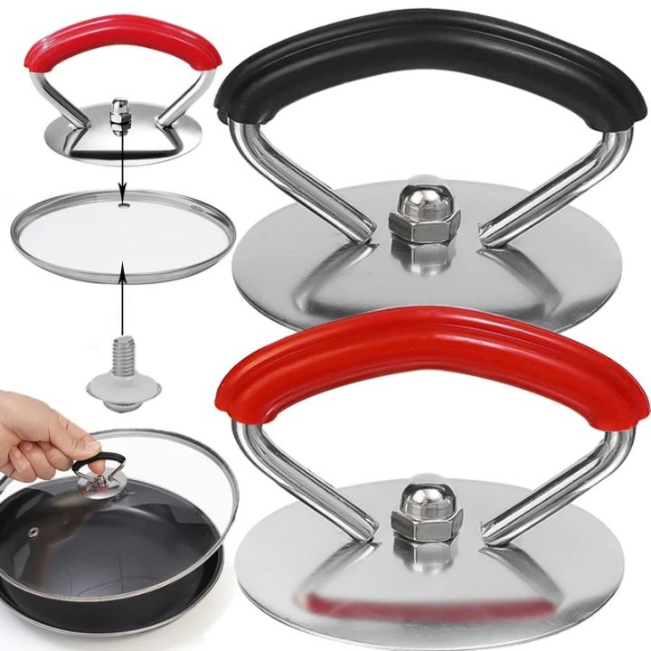 2pcs Universal Pot Cover Silicone Handle Stainless Steel Pot Cover ...