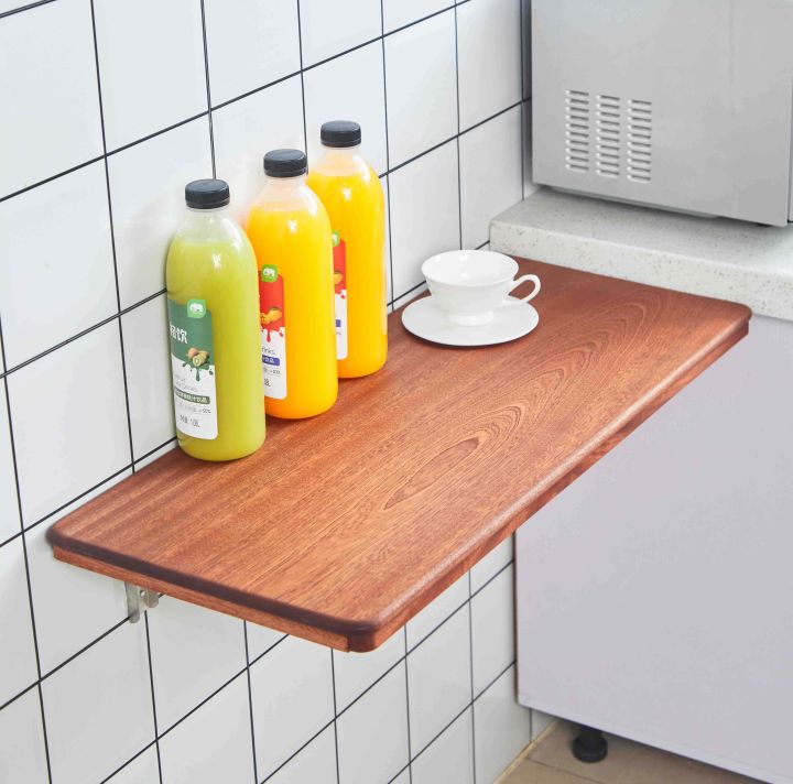 Solid Wood Wall-Mounted Folding Table Wall-Connected Dining Table ...