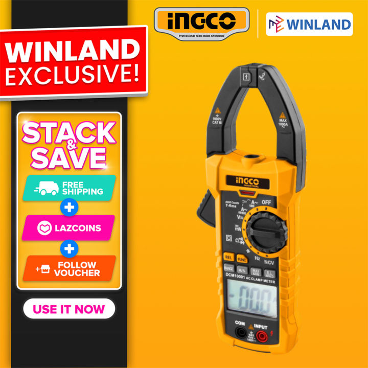Ingco by Winland Digital AC/DC Resistance Capacitance Clamp Meter Multi ...