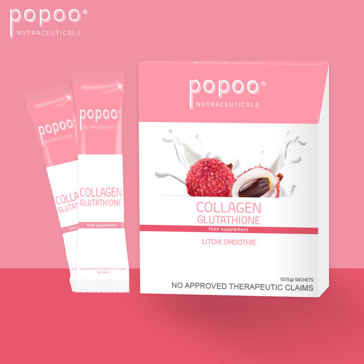 Popoo Hydrolyzed Collagen + Glutathione Peptide Powder Drink Replenish ...