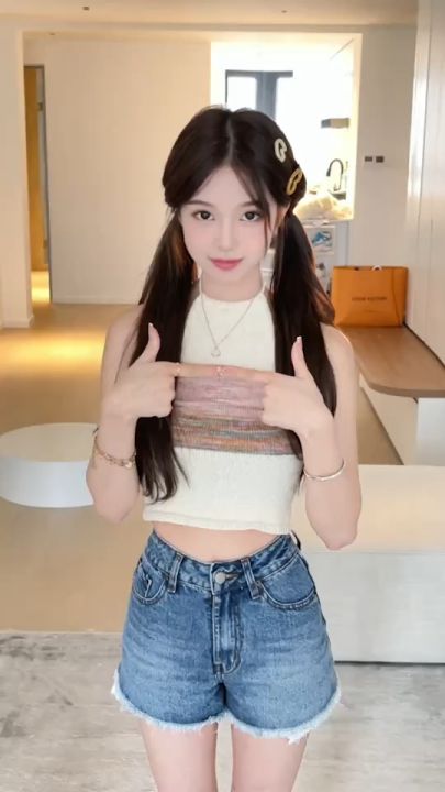 🥑KAYKAI🥑 เสื้อไหมพรม คล้องคอ เว้าหลังแบบเชือกผูก สีละมุน สุดเซ็กซี่ ...