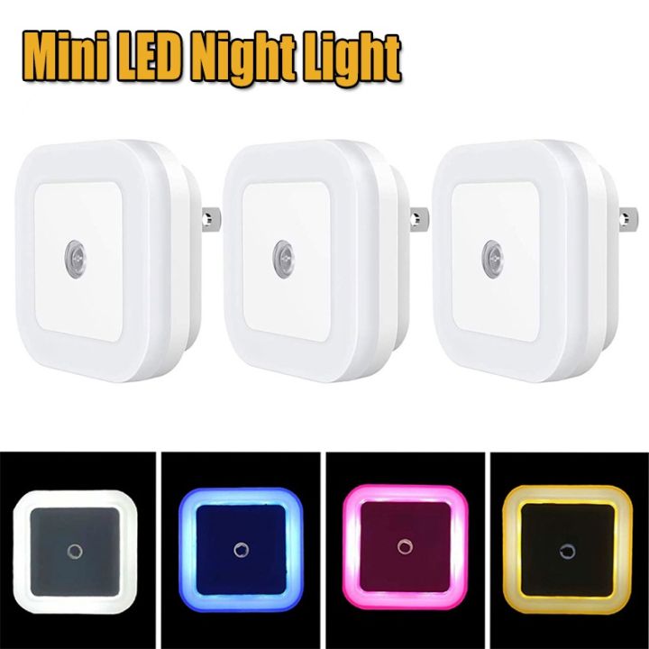LED Night Light Mini Square Light Sensor Control Nightlight Lamp Living ...