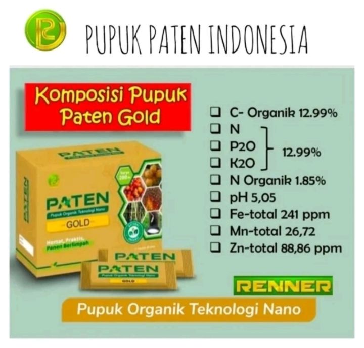 Pupuk paten gold 1 box (1x12sachet) organik teknologi nano (original ...