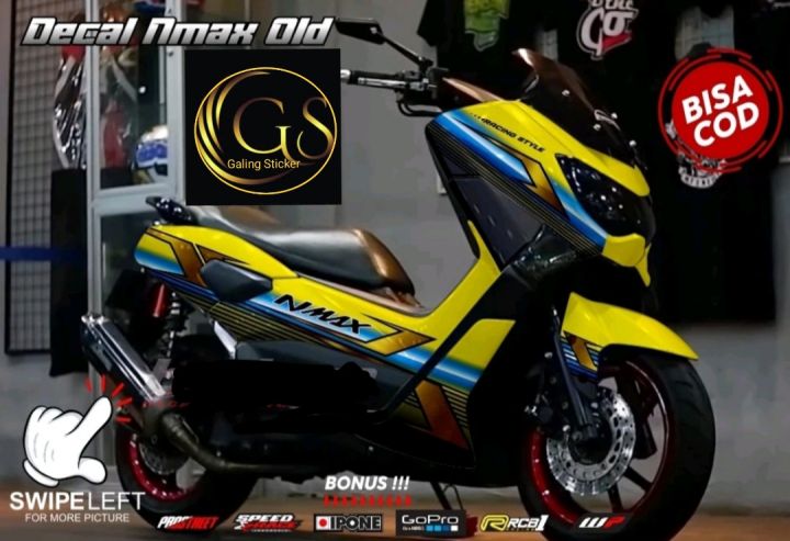 stiker decal nmax old full body grafis Kuning lis biru | Lazada Indonesia
