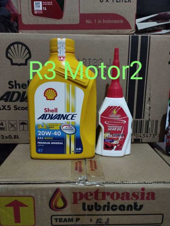 PAKET OLI SHELL ADVANCE MATIC AX5 0.8L 20W-40 PLUS GARDAN PETROASIA ...