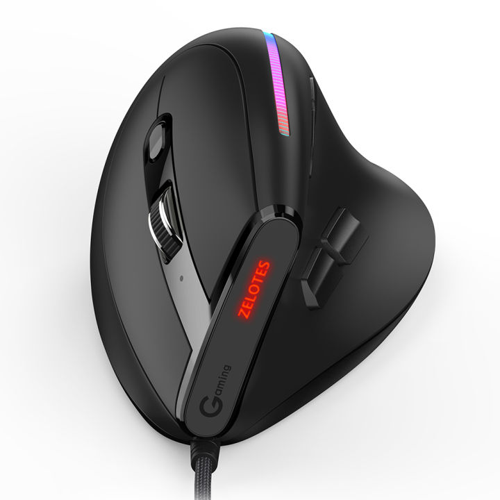 ZELOTES Wired Vertical Mouse 9 Buttons T-50 Wired Vertical RGB Gaming ...