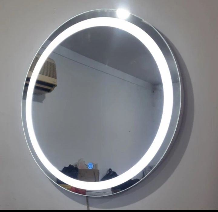 kaca cermin lampu led touch screen on/off model bulat. ukuran diameter ...
