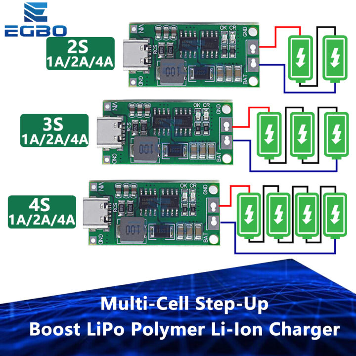 Multi Cell 2S 3S 4S Type-C To 8.4V 12.6V 16.8V Step Up Boost LiPo Polymer Li Ion Charger 7.4V 11 ...