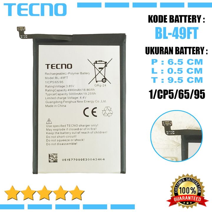 Baterai Tecno Spark 6 Go KE5 Spark 5 Spark 5 Pro KD7 BL49FT Original ...