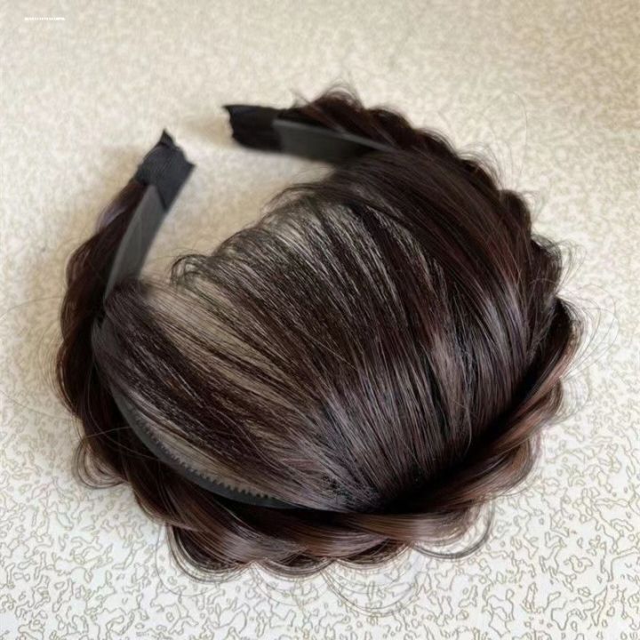 Fishbone Braid Hairband Cover Grey Hair Fake Hair Bangs Integrated ...