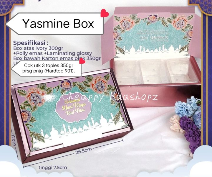 Box Lebaran 3 toples 350gr persegi Panjang Box Lebaran Kue Kering Box ...