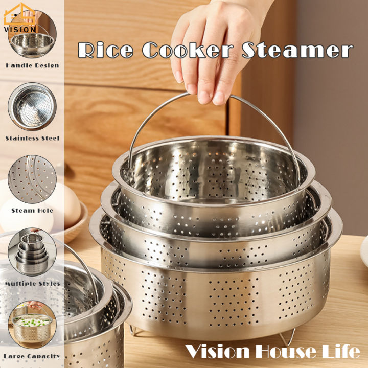 Vision 304 Stainless Steel Steamer Insert Steaming Rack with Handle ...