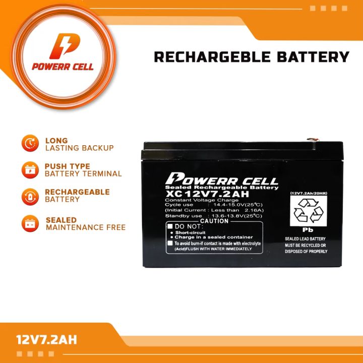 12V 7AH/20HR Sealed Rechargeable Battery 12 Volts 7 Ampere Hour | Lazada PH
