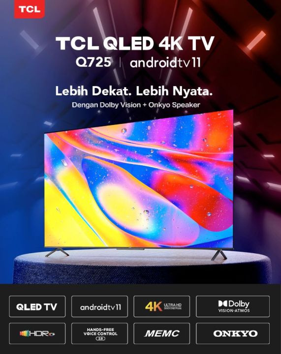 TCL TV QLED 55Q725 55 Q 725 UHD 4K ONKYO AUDIO SOUND SYSTEM ANDROID 11 ...