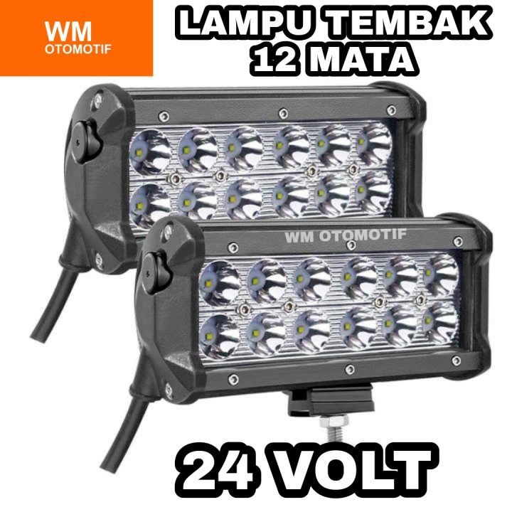 Lampu Tembak 24 Volt LED CWL 12 Mata BESI CREE Truk Bus Canter Tronton ...