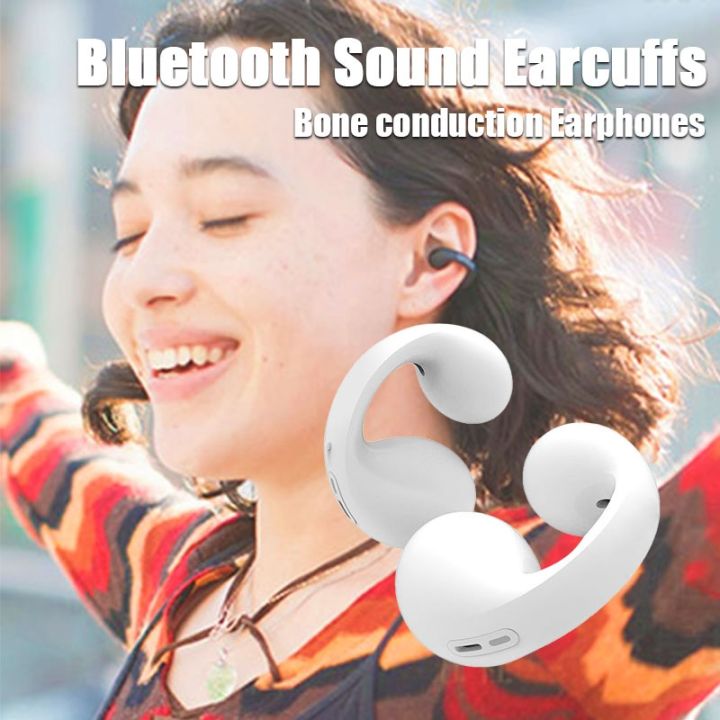 Bone Conduction Bluetooth Earphone Earring Wireless Ear Clip Headphones ...