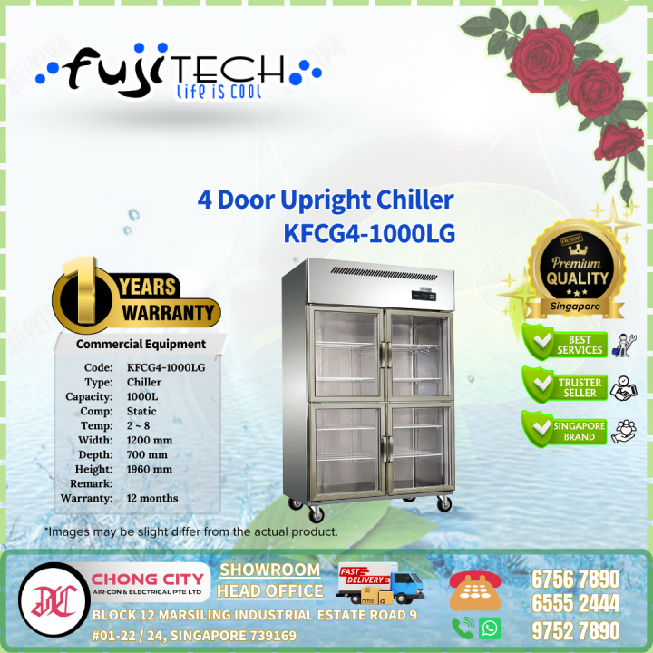 4 Door Upright Chiller 1000L(Full Glass Door Up & Down)-KFCG4-1000LG ...
