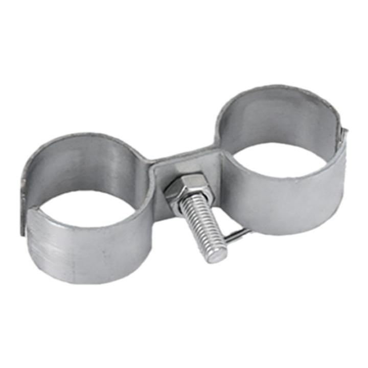 Double Tube Clamp Pipe Holder Stainless Steel X-Shaped Fixed Clip Two ...
