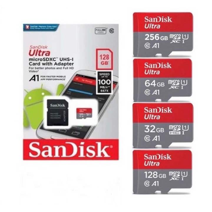 Sandisk Ultra microSD Card ความเร็ว 100MB/s ความจุ 32GB 64GB 128GB 256GB 512GB Class10 A1 ...