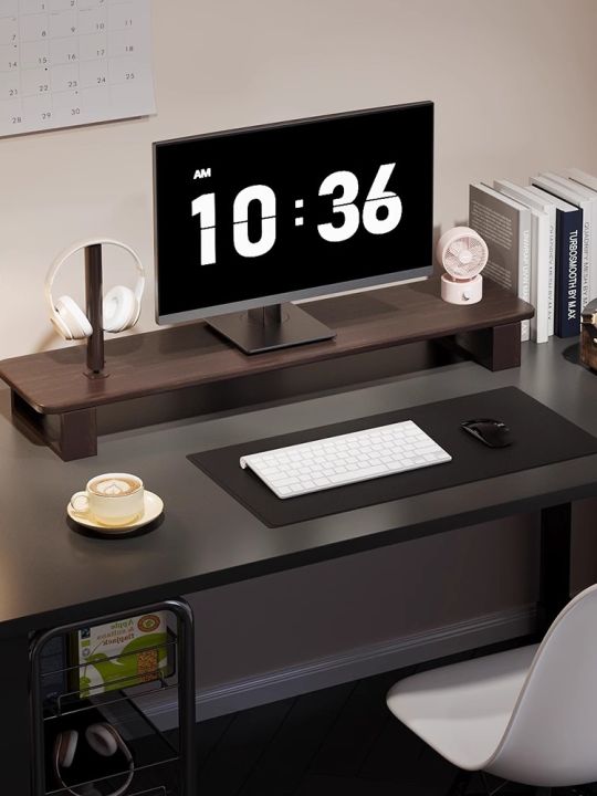 Solid Wood Computer Monitor Stand Desktop Support Office Storage Rack ...