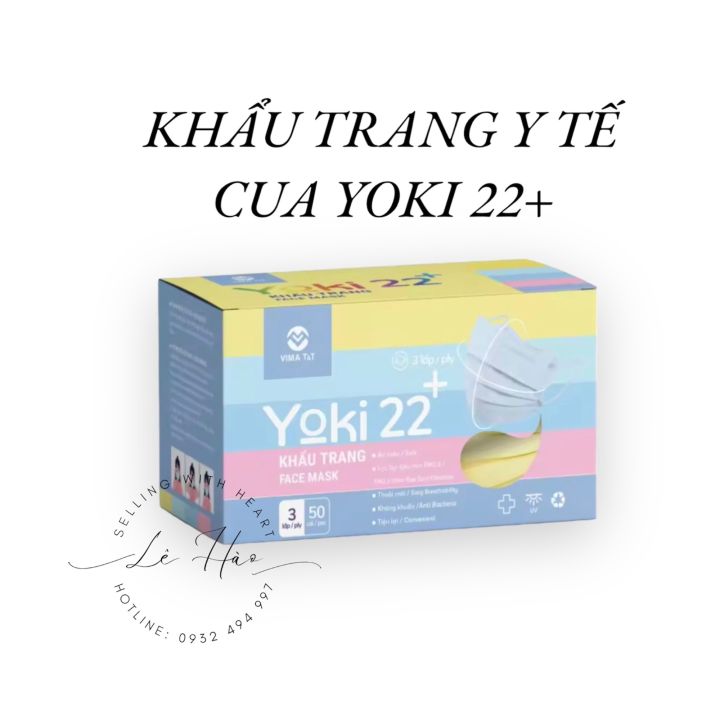 Khẩu Trang Yoki Cua 22+ (Hộp 50cái) 4Lớp kháng khuẩn ,form cải tiến của khẩu trang y tế ,sản ...