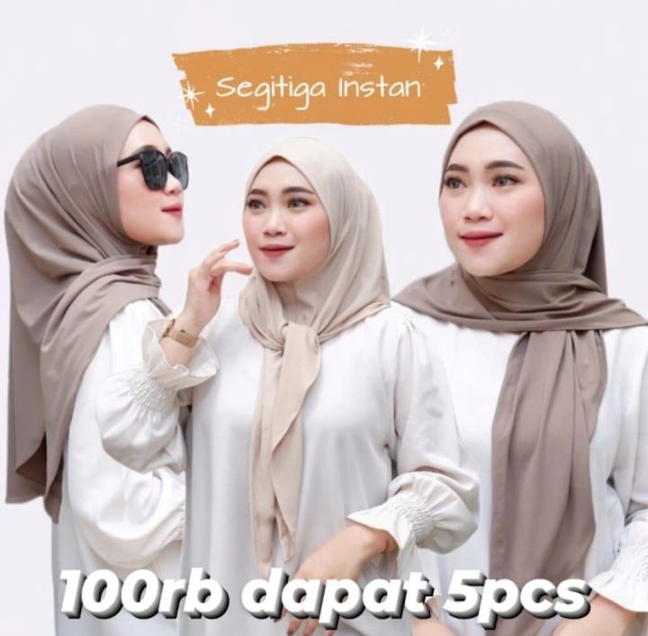 Hijab SegiTiga Instan Jersey Premium 100rb dapat 5pcs / Kerudung ...