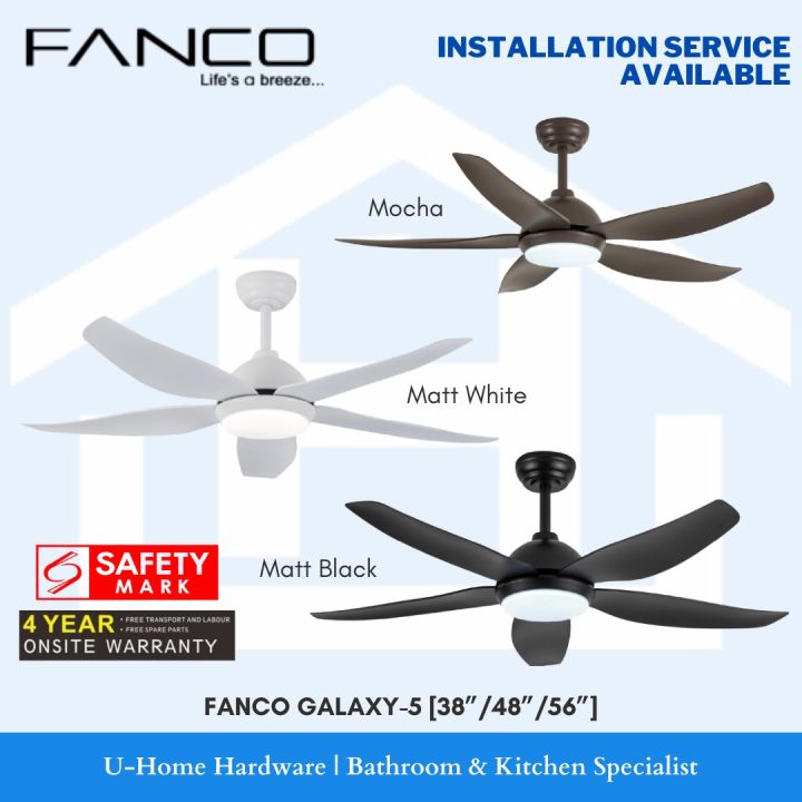 FANCO GALAXY-5 [38”/48”/56”] Ceiling Fan Available in Black, White and ...