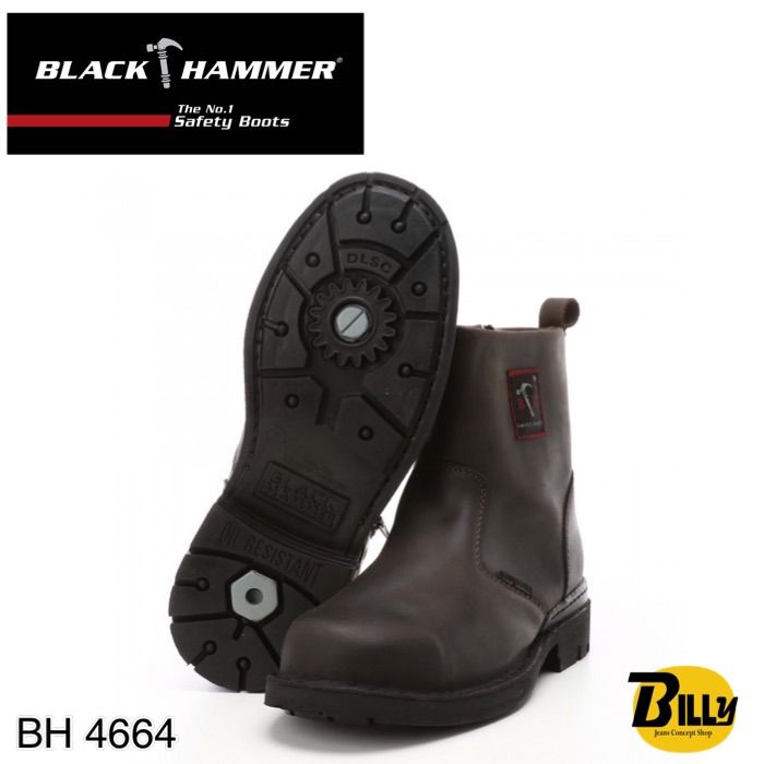 BLACK HAMMER Brand Men Singer Zipper Leather Safety Boots(BH4664) | Lazada