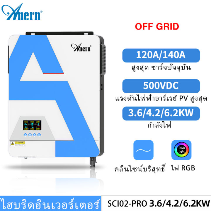Anern 6.2KW MPPT Hybrid Inverter เพียวไซน์เวฟอินเวอร์เตอร์พลังงานแสงอาทิตย์ในตัว 120A ตัวควบคุม ...