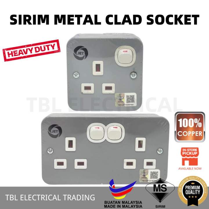 🔥SIRIM🔥13AMP Metal Socket 13A Metal Clad Switched Socket Besi Double ...