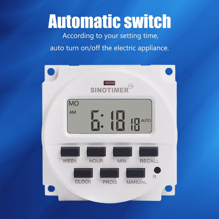 TM618 Digital LCD Programmable Timer Switch AC220V 16A Timer Relay ...