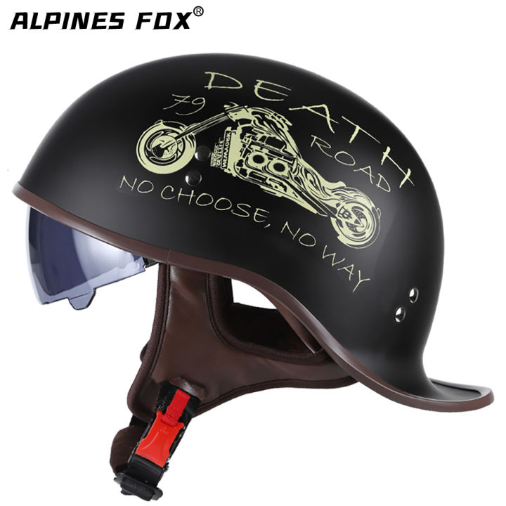 Retro Motorcycle Helmet Bobber/Cafe Racer/Chopper/Bagger Half Helmet ...