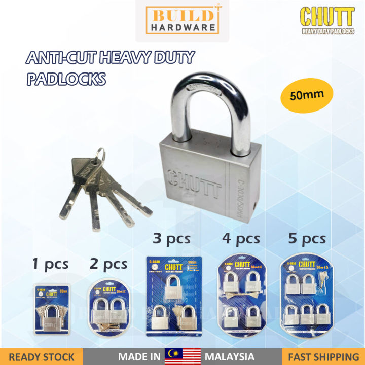 CHUTT / UNIQ PREMIUM 50mm Stainless Steel Heavy Duty Padlock Set Master ...