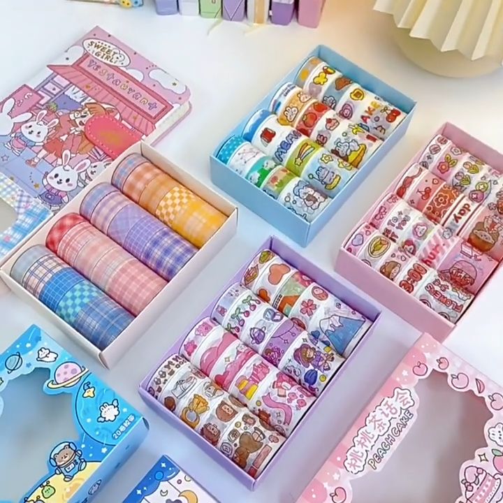 20 Rolls Of Hand Account Tape Cute Cartoon Characters Cute Girl Heart Sticker Tape | Lazada PH
