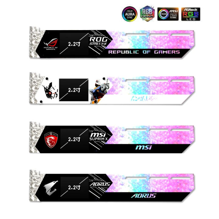 RGB VGA Holder 3090/4090 GPU Bracket 2.2 Inch IPS Display Temperature ...