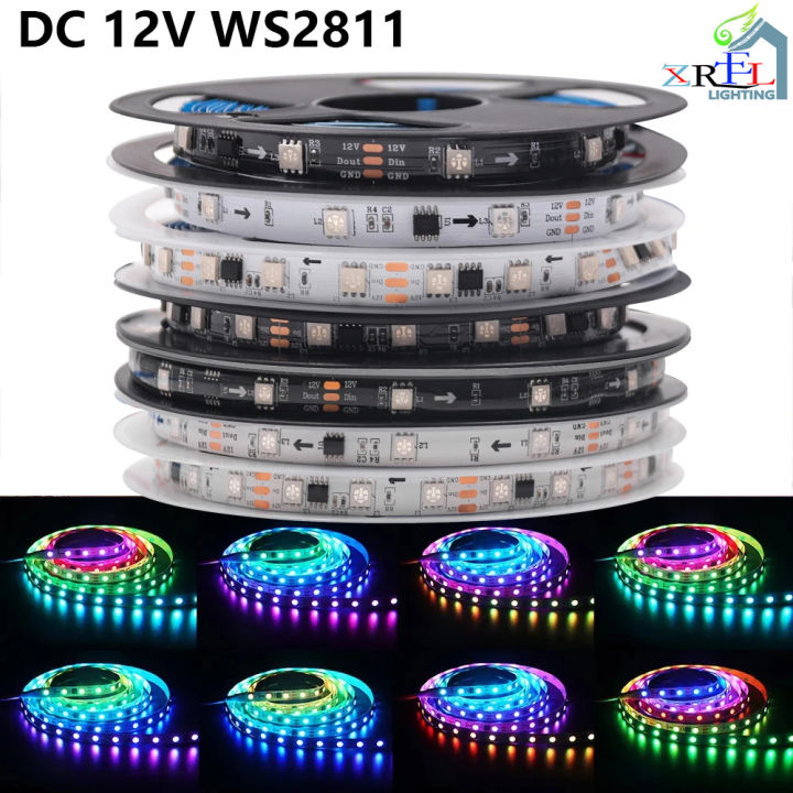 DC 12V WS2811 LED Strip Full Color 5050 RGB Addressable Led Pixel Strip Light 1 Ic Control 3 ...