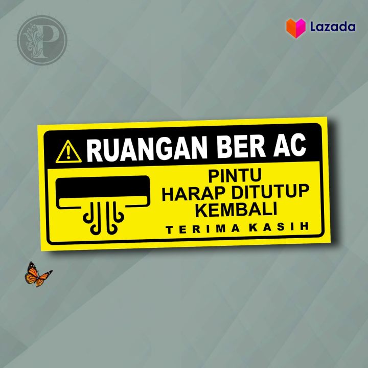 Sticker Sign Ruangan Ber AC Sticker Vinyl Tahan Air | Lazada Indonesia