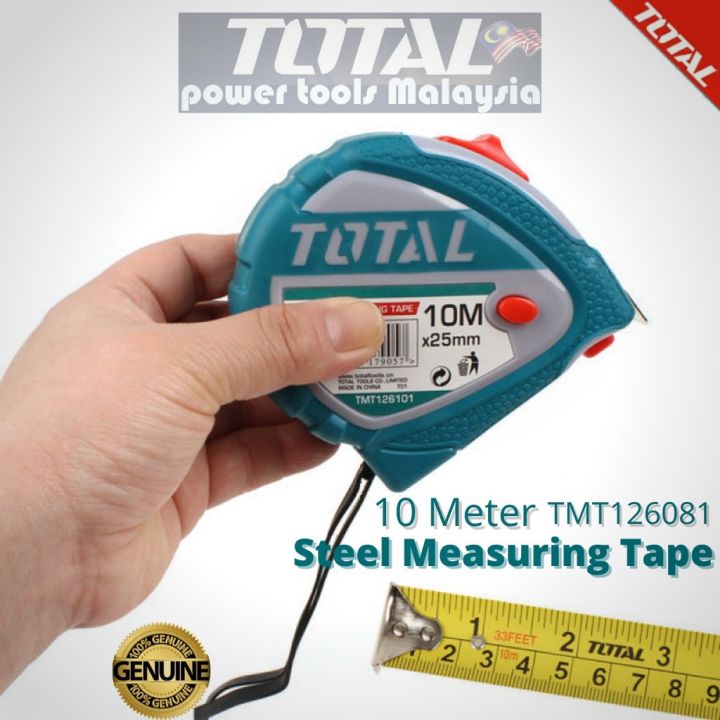 TOTAL Steel Measuring Tape 钢卷尺 (10M x 25mm) - TMT126101 | Lazada