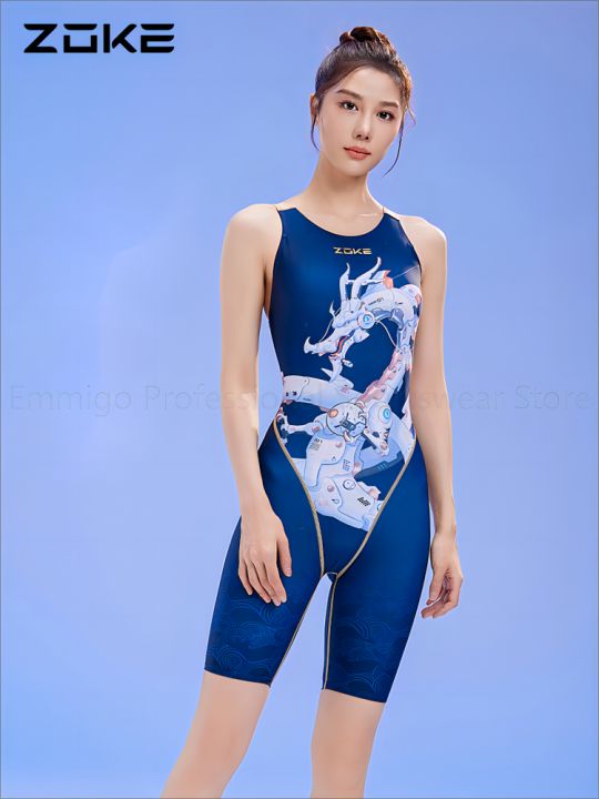 2024 Zoke ชุดซ้อมขาสำหรับผู้หญิง,ชุดฝึกชุดว่ายน้ำหนังเบาชุดแข่งรถกันน้ำกันคลอรีนชุดว่ายน้ำ ...