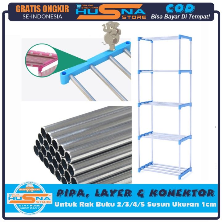 (RAK)PIPA/LAYER/KONEKTOR UNTUK RAK BUKU PORTABLE 2/3/4/5 SUSUN | Lazada ...