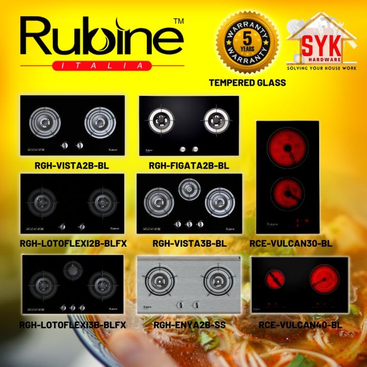 SYK Rubine Dapur Gas Masak Kaca Kitchen Hob Gas Cooking Stove Stainless ...