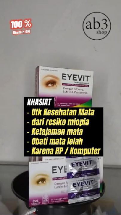 EYEVIT VITAMIN MATA BOX 30 KAPLET KESEHATAN MATA UTK ANAK DAN DEWASA ...