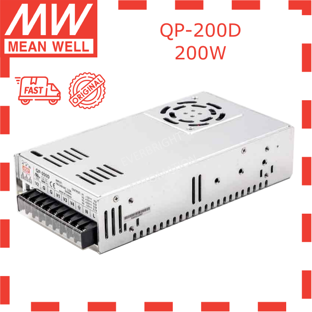 Mean Well QP-200D Quad Output Power Supply 200W 5V/15A, 12V/4A, 24V/3A, -12V/0.7A | Lazada