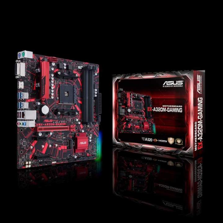 Asus EX-A320M-GAMING AMD A320 Chipset Micro-ATX Gaming Motherboard with ...