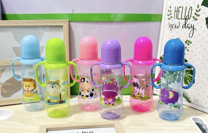 Botol susu baby lucu warna gagang 125ml dan 250ml / botol susu handle ...